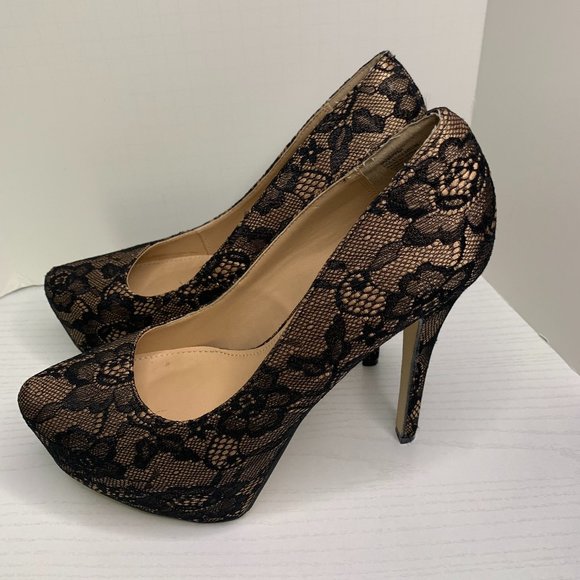 JustFab | Shoes | Just Fab Black Lace Platform Pumps Size 85 | Poshmark